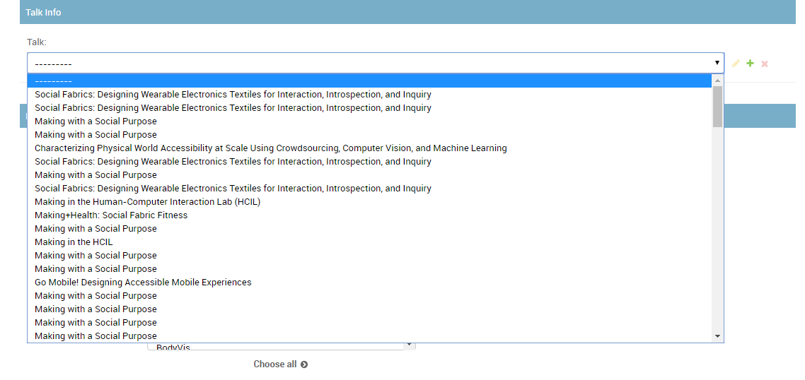 Change Talk selection interface on Publications so it doesn't use a dropdown · Issue #553 ...