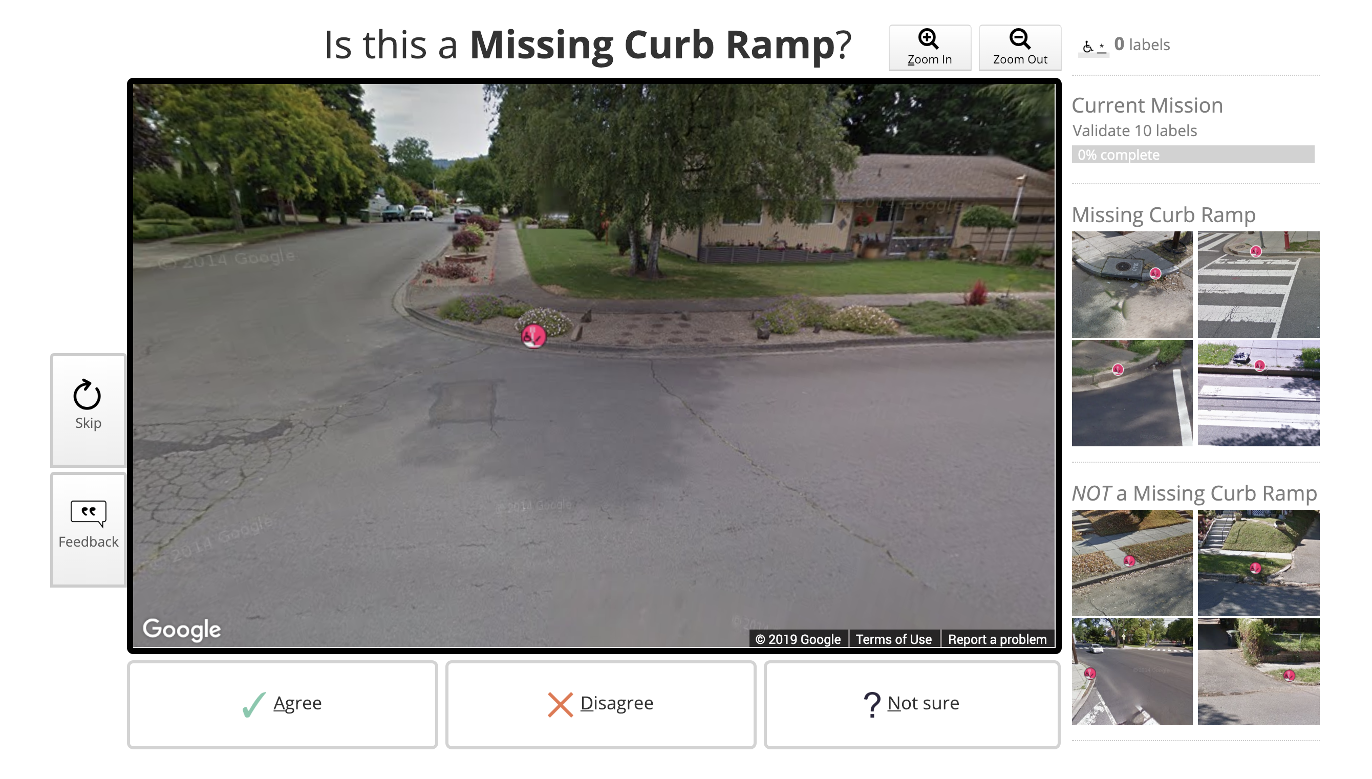 There is a difference between 'No sidewalk' and 'Missing sidewalk ...