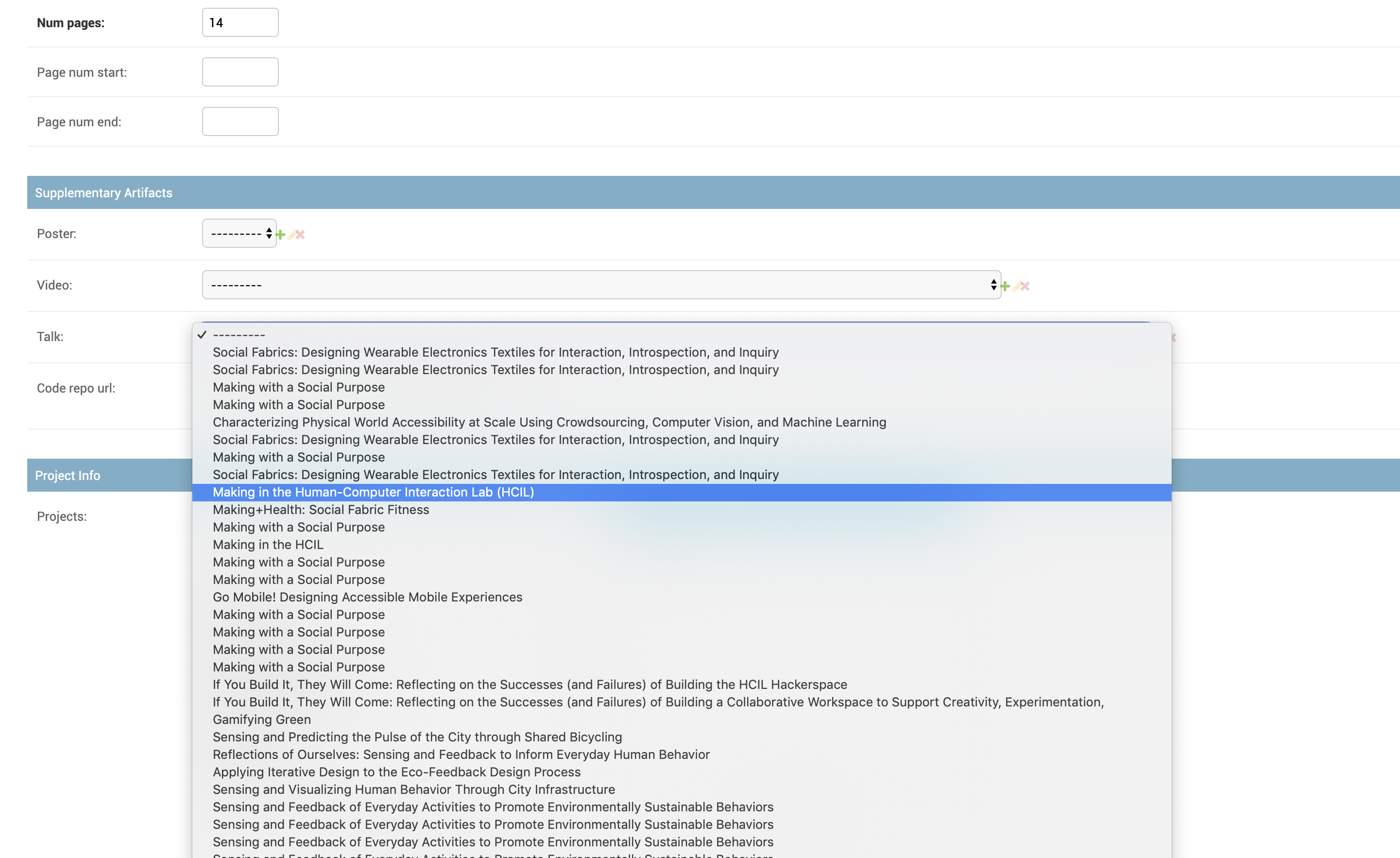 Change Talk selection interface on Publications so it doesn't use a dropdown · Issue #553 ...