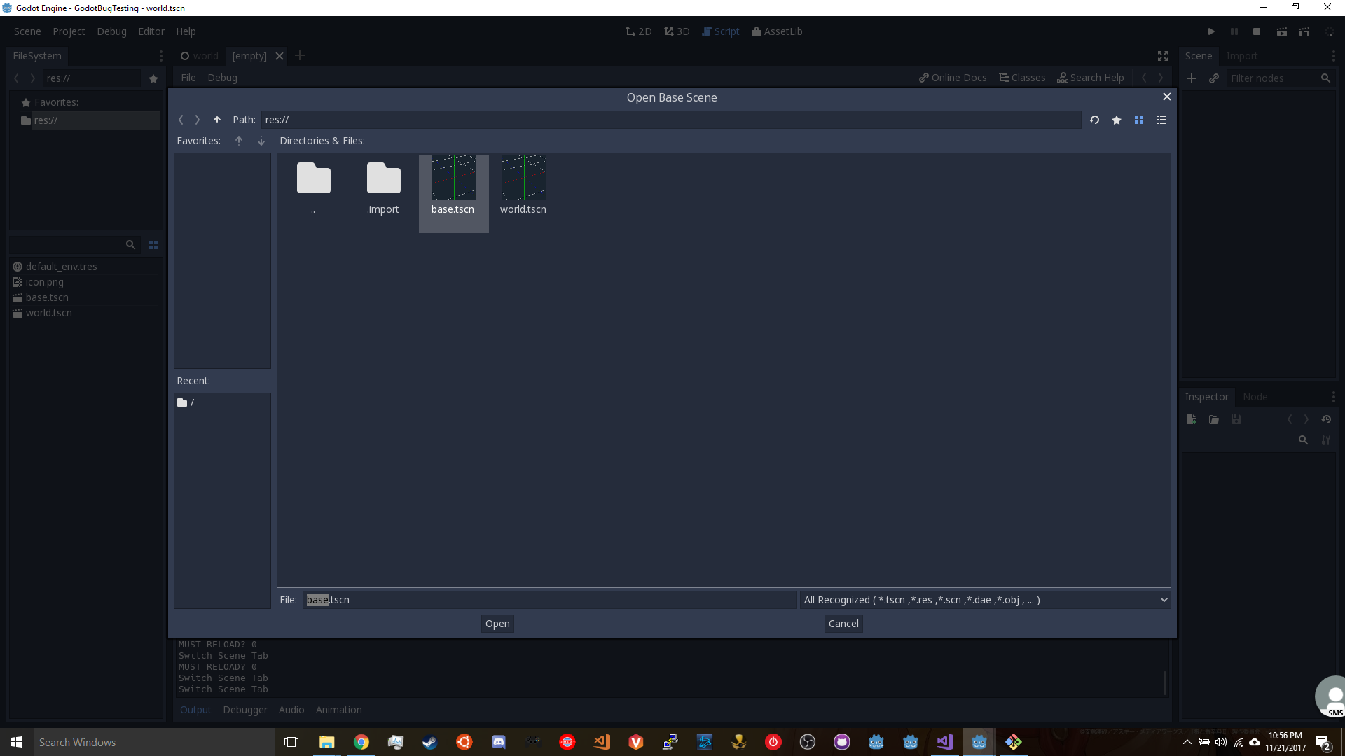 Scene dock's chain link button for base node opens new tab & doesn't ...
