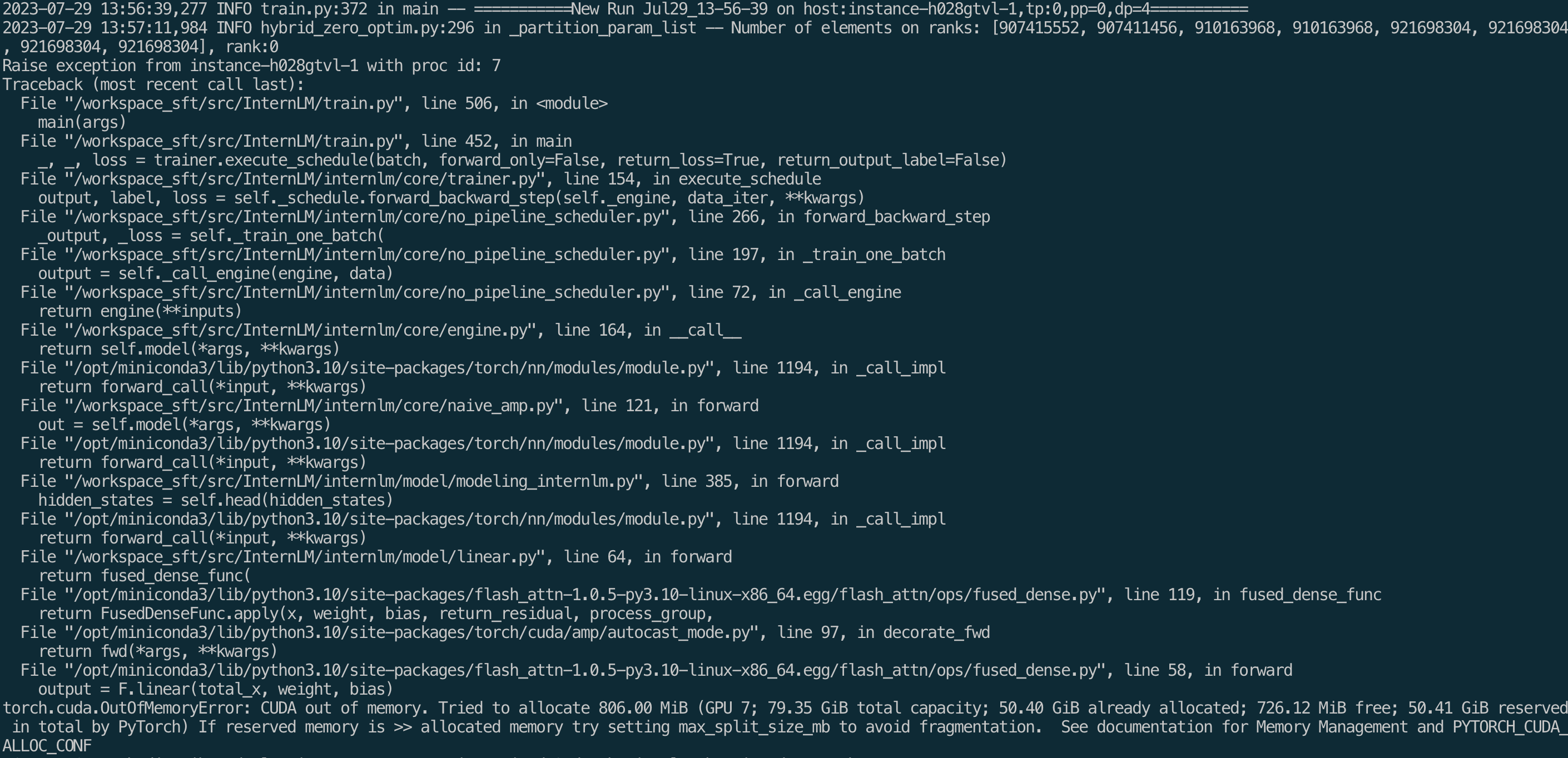 [QA] Out-of-memory when I run SFT example in `usage.md` · Issue #149 · InternLM/InternLM · GitHub