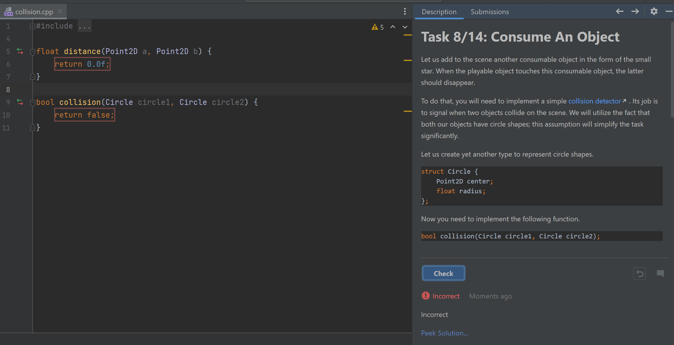 Unable To Progress In Cppbasics Because The Check Button Fails To