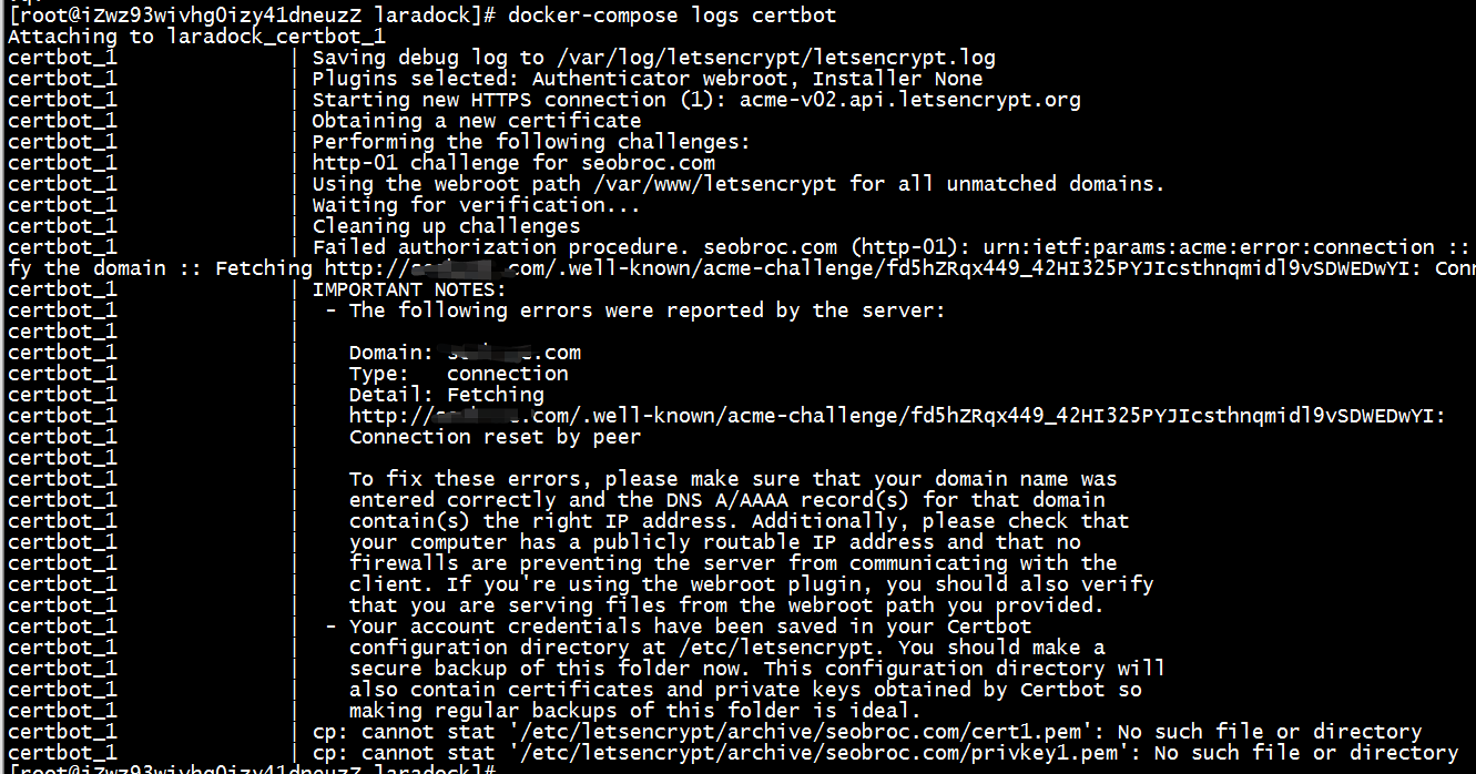 How To Issue Certificate With Certbot Together with NGINX · Issue #1146 · laradock/laradock · GitHub