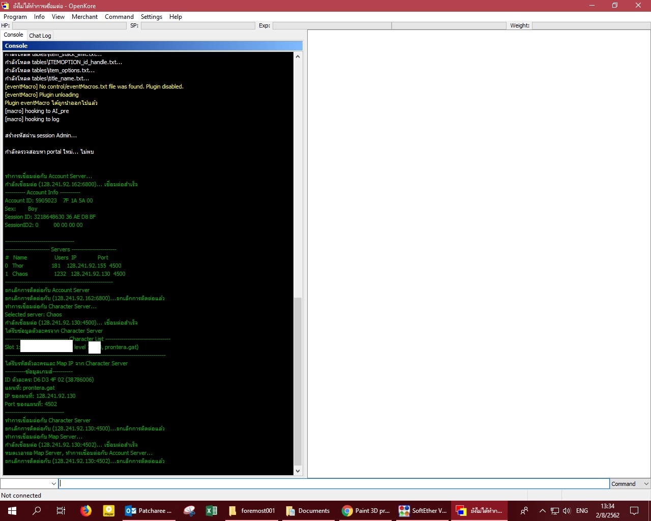 Can't Connect Openkore to iRO map server account · Issue #2839 · OpenKore/openkore · GitHub