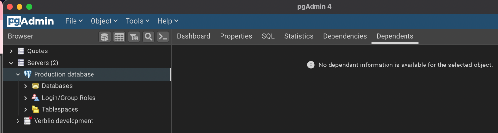 Wrong copy: "dependant" instead of "dependent" · Issue #6278 · pgadmin-org/pgadmin4 · GitHub