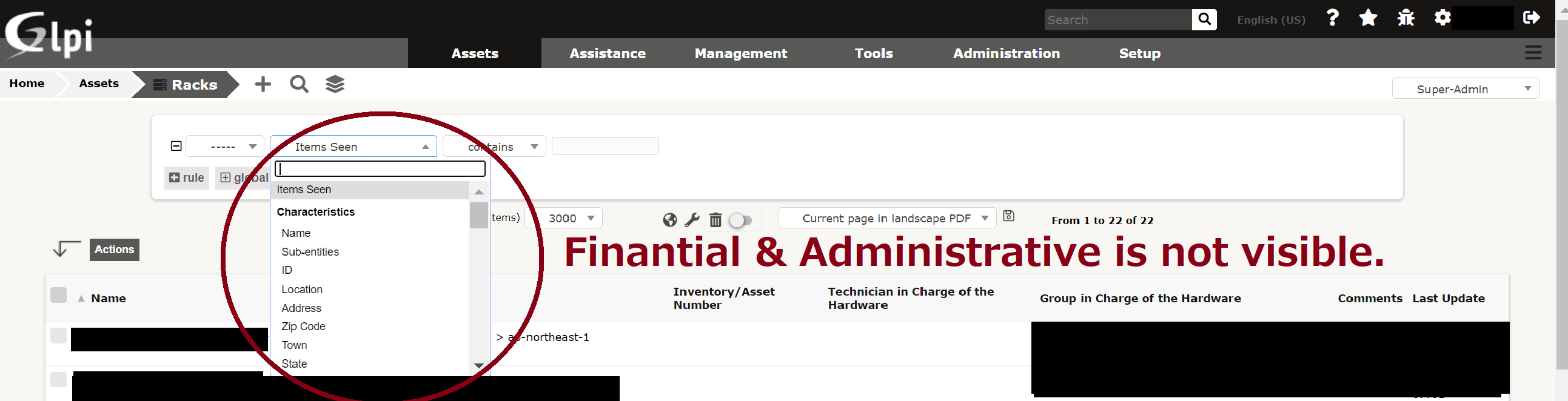Management information cannot be displayed and cannot be searched ...