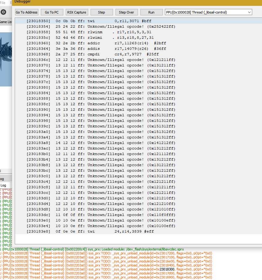 "Unknown/illegal opcode!" On cutscene exit. · Issue #4767 · RPCS3/rpcs3 · GitHub