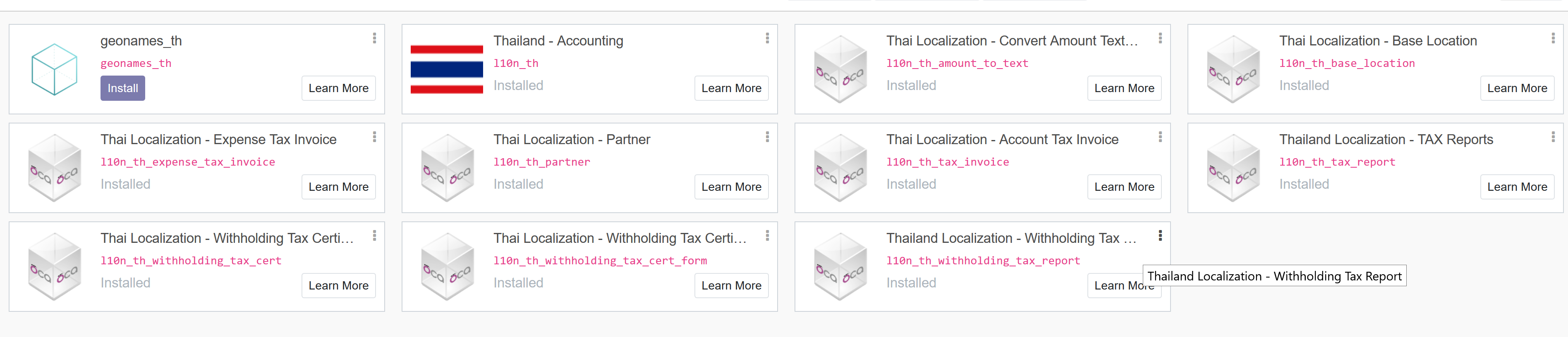 ติดปัญหา module OCA thai ล่าสุด ไม่สามารถลงได้ ใน version 13 · Issue #3 · poonlap/odoo-th · GitHub