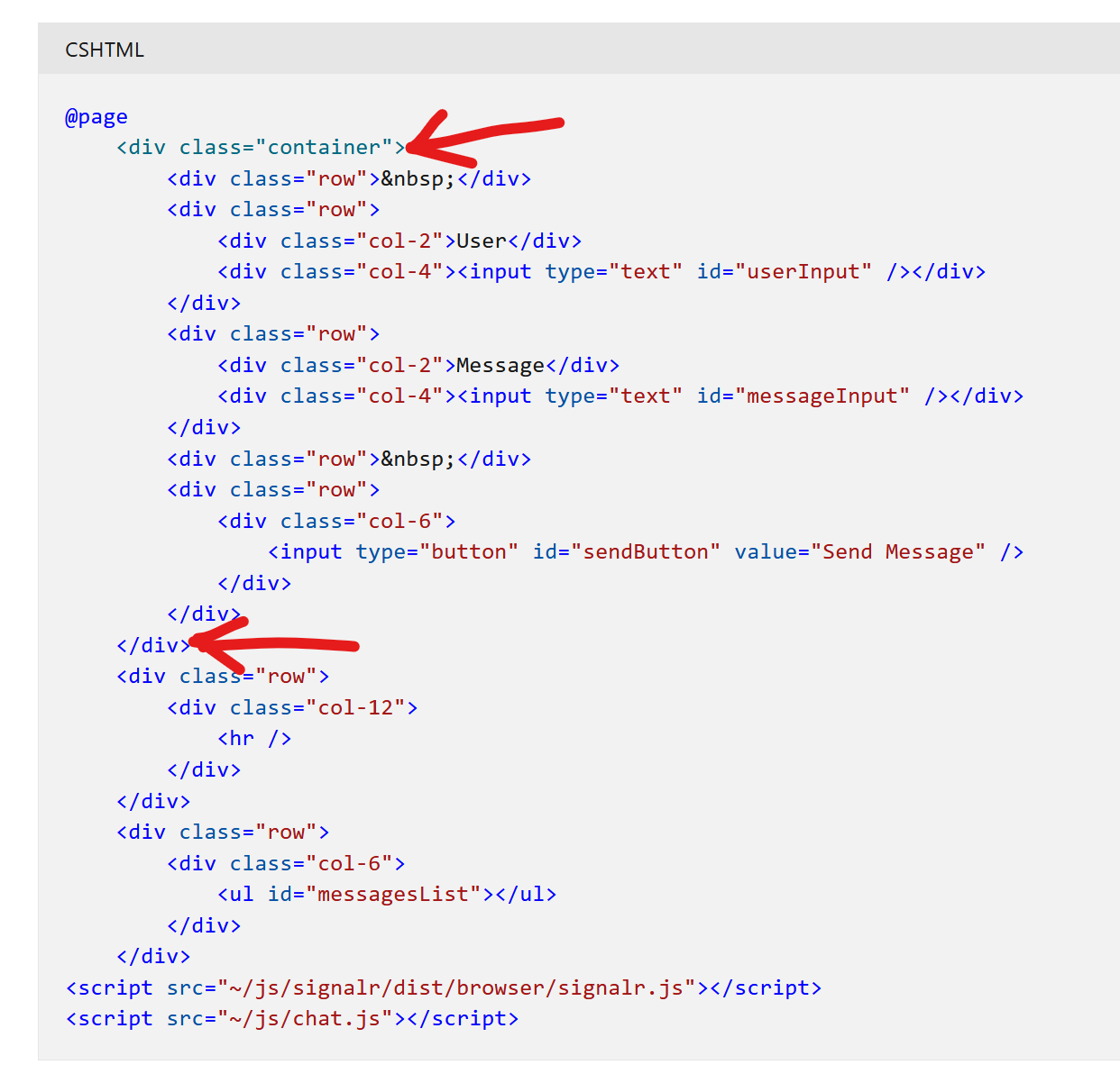 Missing Closing Tag For Container Div · Issue 27952 · Dotnet Aspnetcore Docs · Github