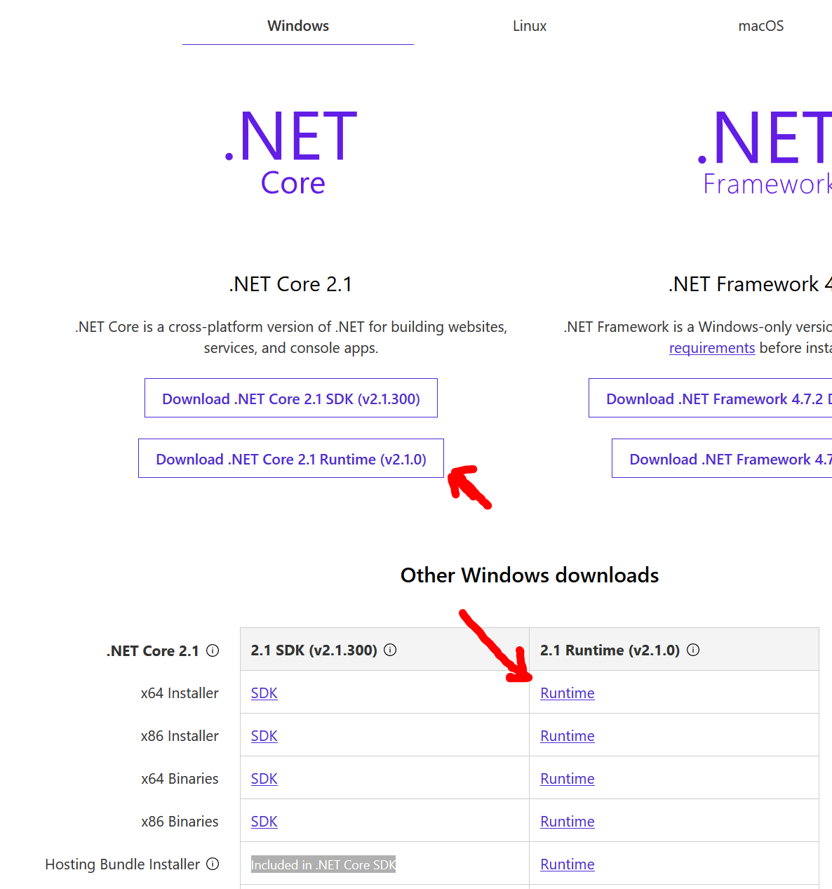 Confusing/misleading download links for the latest asp.net core runtime ...