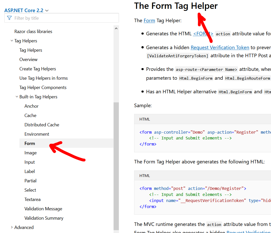 List of Built-in Tag helpers on left navigator does not match list on page itself on right ...