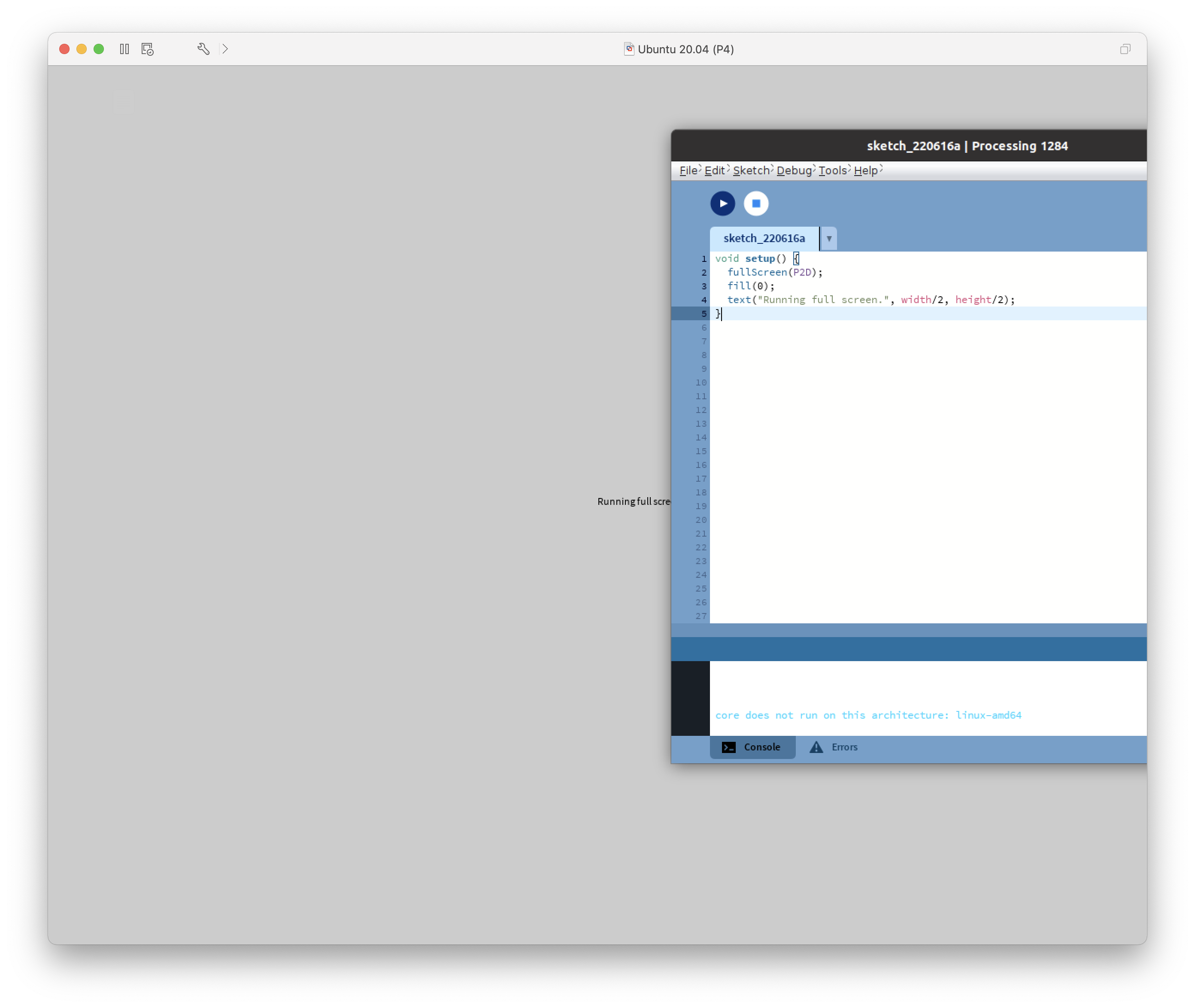 fullScreen() using P2D renderer causes exception Linux (jogamp) · Issue #497 · benfry ...
