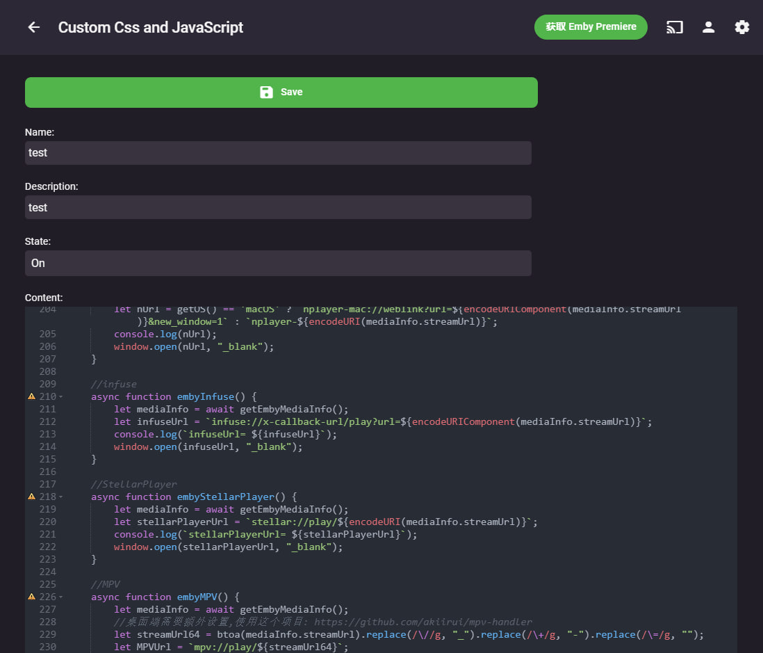 GitHub - Shurelol/Emby.CustomCssJS: Easy to manage your Custom JavaScript and Css to modify Emby