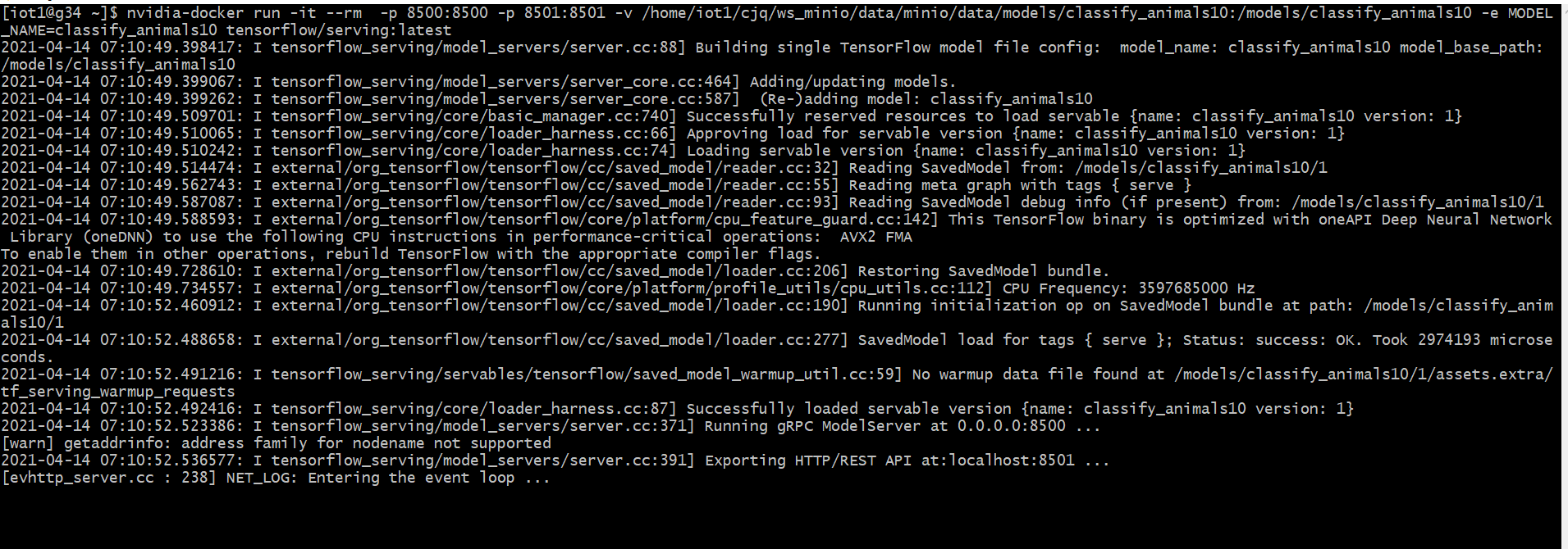 Error While Running Tfserving Docker With S3 Model · Issue 1684 · Tensorflow Serving · Github