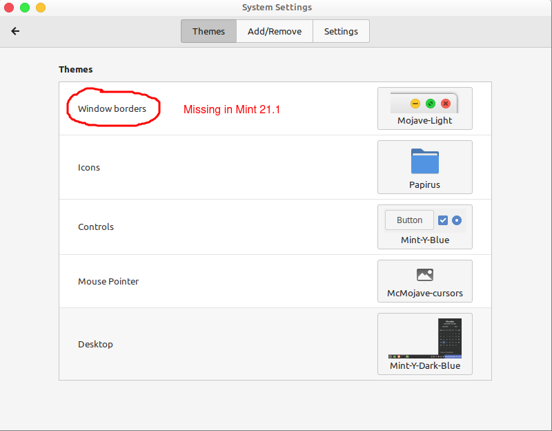 Cannot Personalize Window Borders In Mint 21 1 Cinnamon · Issue 11404 · Linuxmint Cinnamon