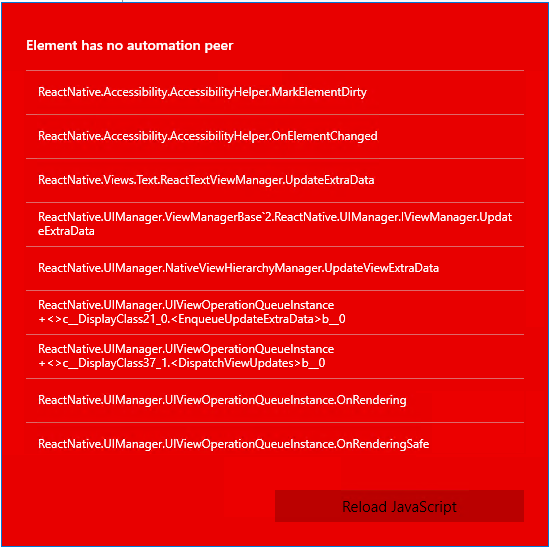 Element has no automation peer · Issue #1828 · microsoft/react-native ...