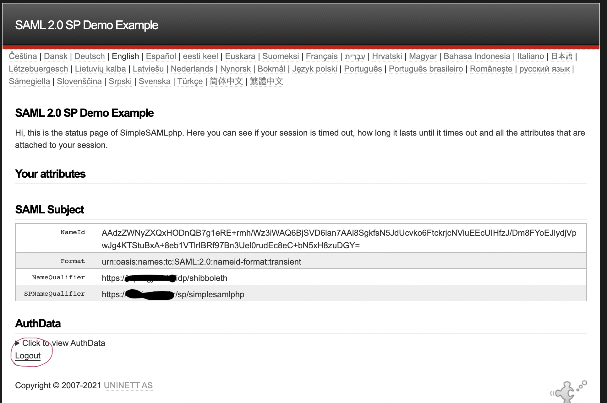 Demo site Logout not working properly · Issue #1620 · simplesamlphp/simplesamlphp · GitHub
