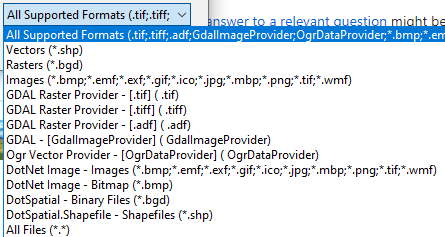 How to include the GDAL extension in my project (to read all types of ...