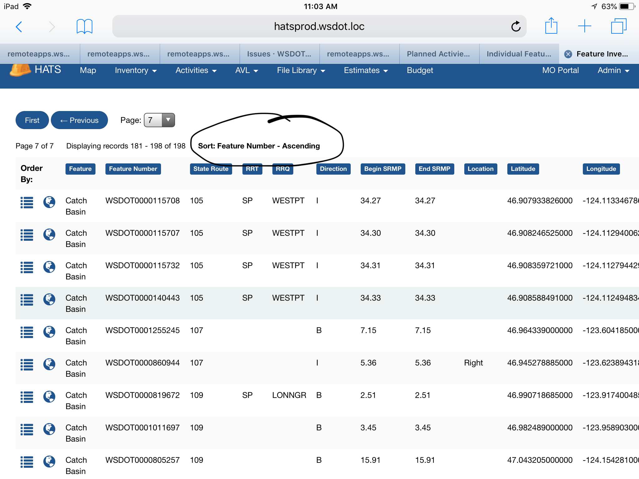 Fix Feature Number Column Sorting · Issue #1005 · WSDOT/HATS · GitHub