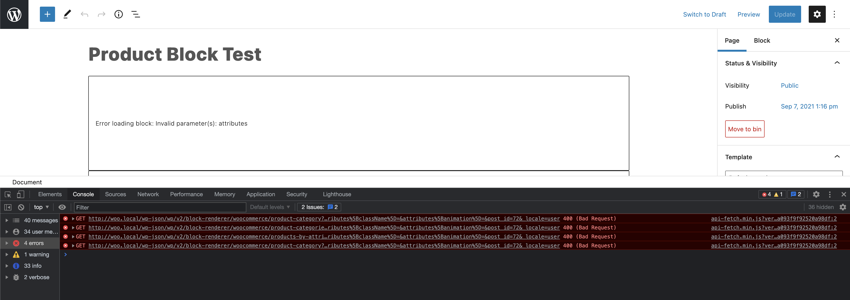 Products by Category: Error loading block: Invalid parameter(s ...