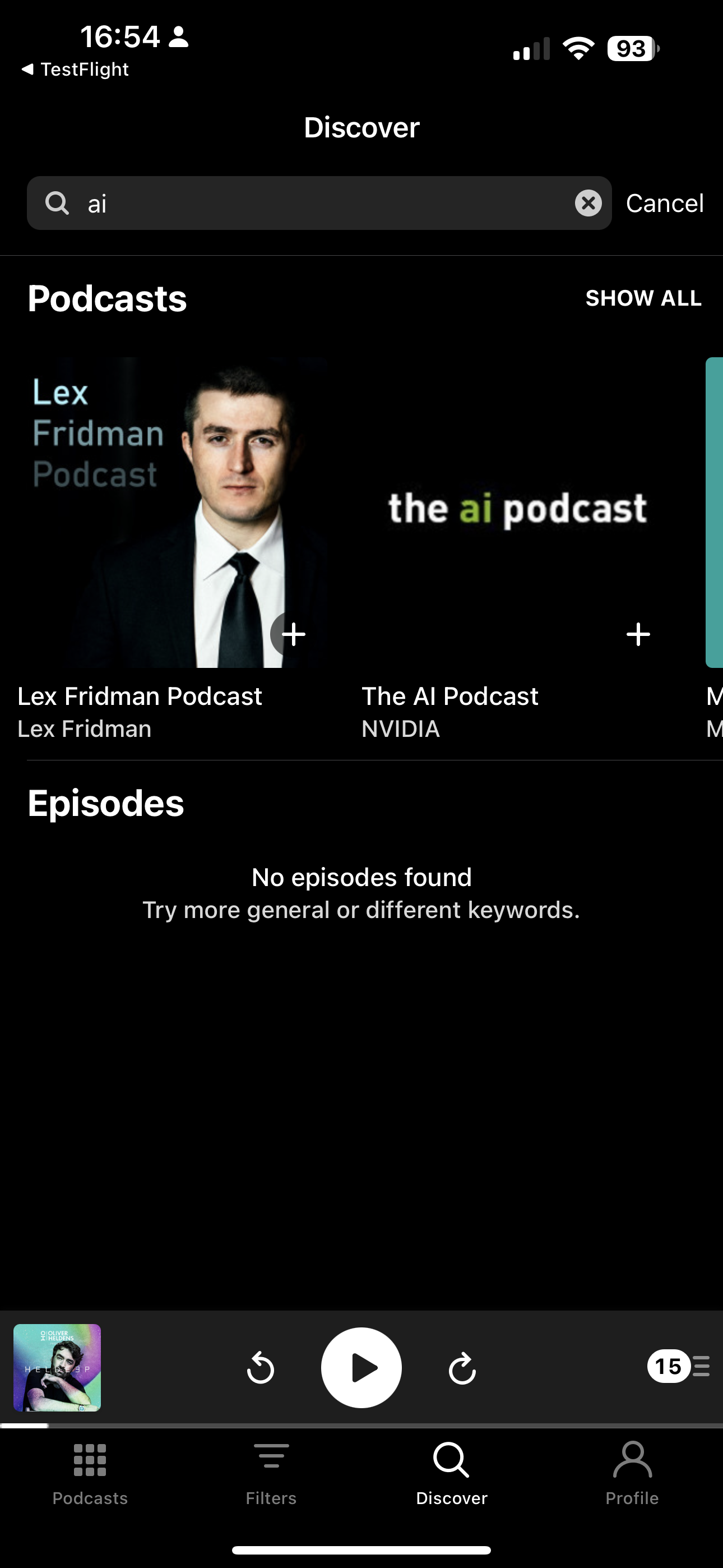 Episode Search: search box closes when clicking on an empty space ...