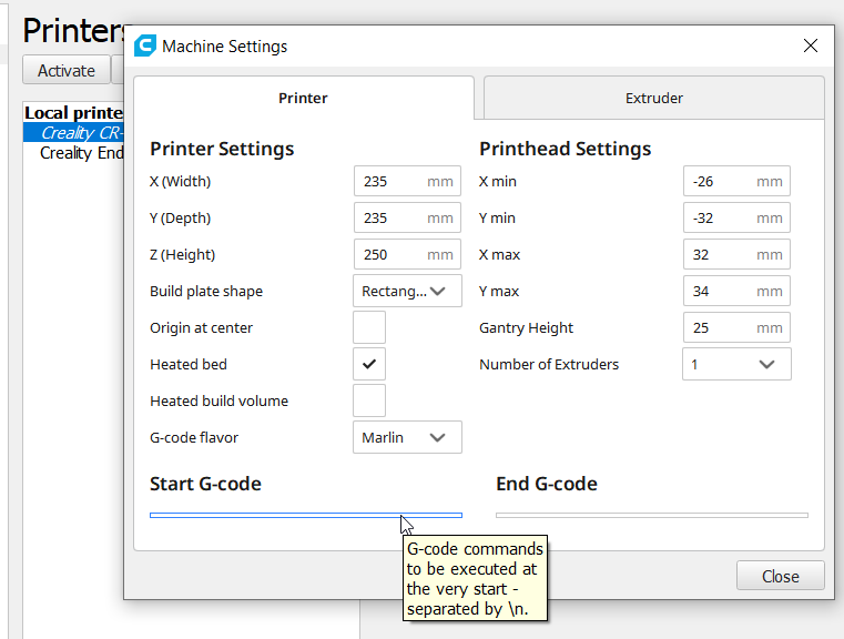 Can't see printer start and end g-code textbox · Issue #6442 · Ultimaker/Cura · GitHub