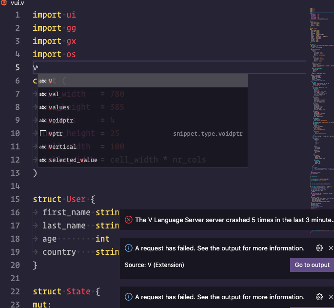 Crash · Issue #116 · vlang/vls · GitHub