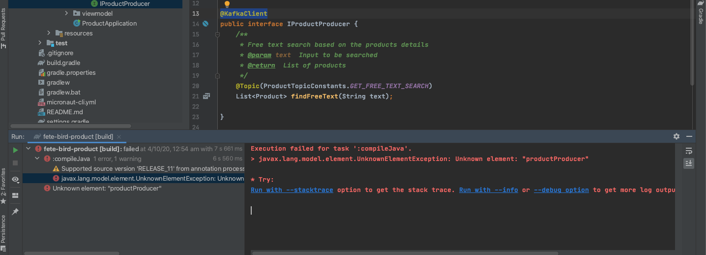 Execution failed for task ':compileJava'. > javax.lang.model.element.UnknownElementException ...