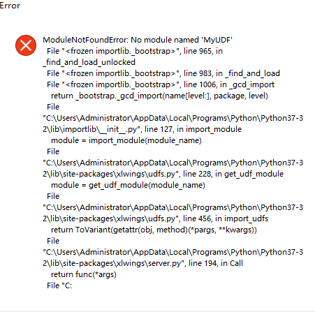 debug udfs failed · Issue #1130 · xlwings/xlwings · GitHub