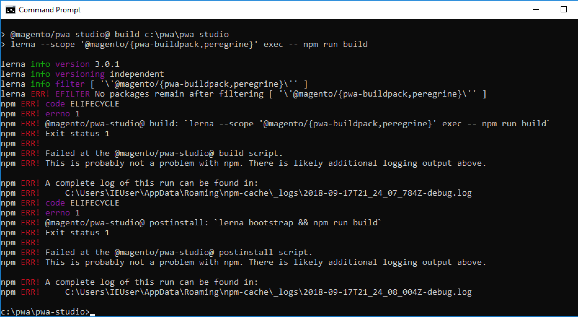 npm install error/failed · Issue #236 · magento/pwa-studio · GitHub