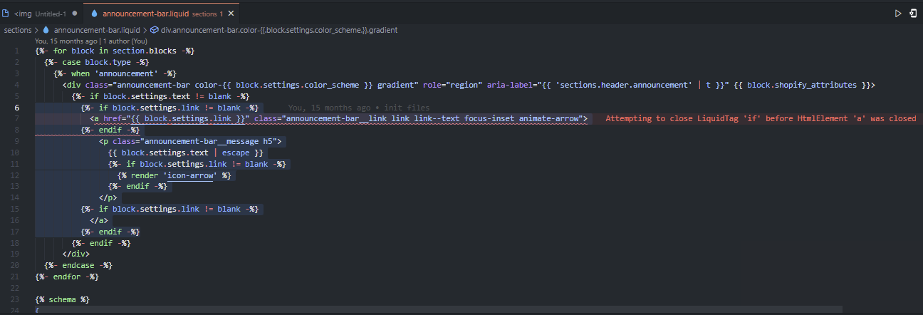 Opening/Closing HTML tags within if statements incorrectly flagged, unable to be ignored · Issue ...