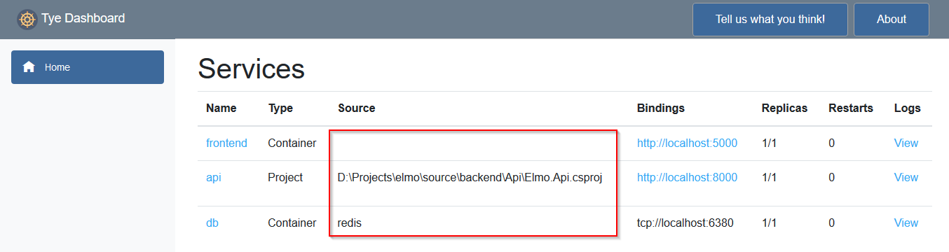 Show the file path of the dockerfile in the dashboard · Issue #753 · dotnet/tye · GitHub