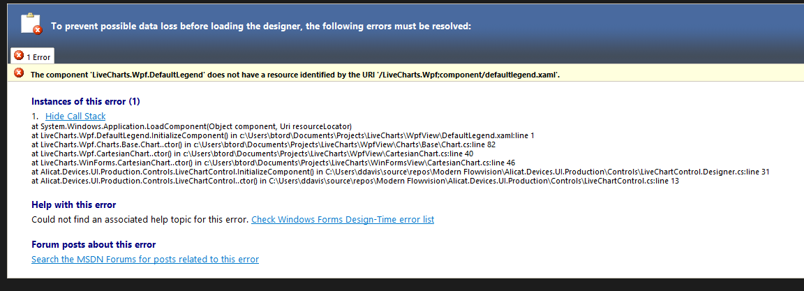 LiveCharts.Wpf.DefaultLegend crashing Winforms designer · Issue #780 · Live-Charts/Live-Charts ...