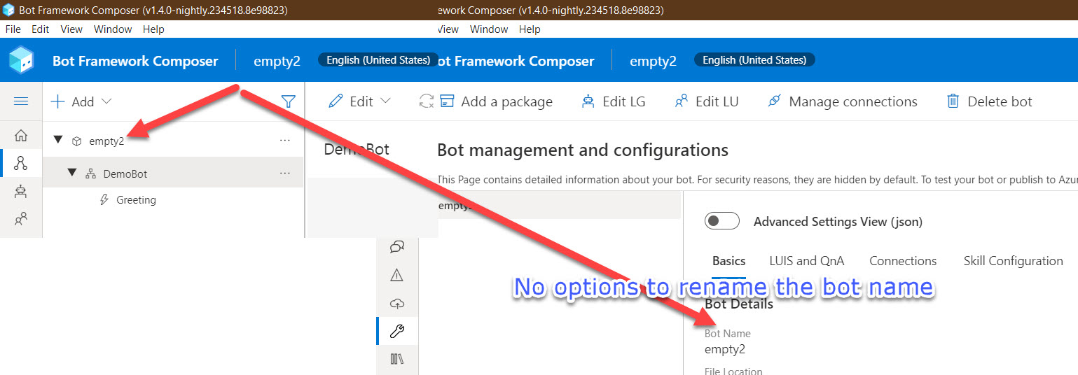 Provide the option to Rename the bot · Issue #6905 · microsoft/BotFramework-Composer · GitHub
