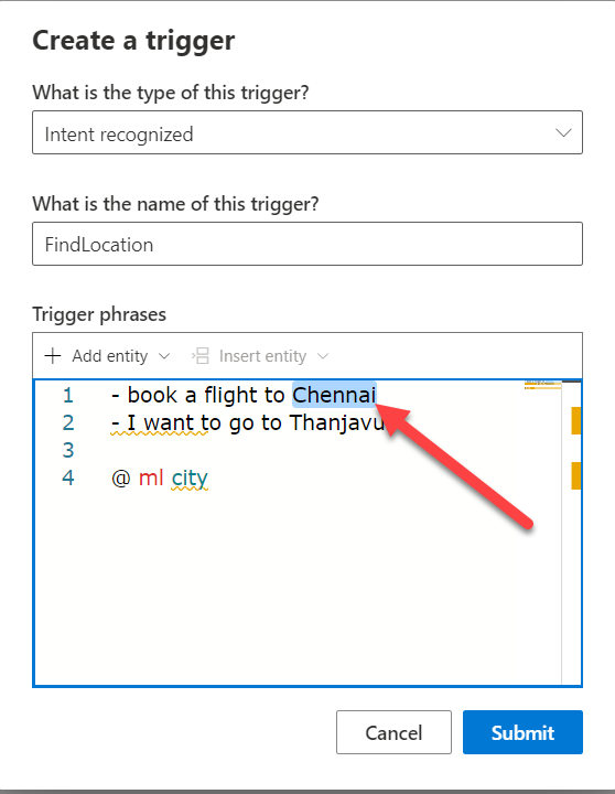 Label entity is not enable in create a trigger dialog · Issue #7517 · microsoft/BotFramework ...