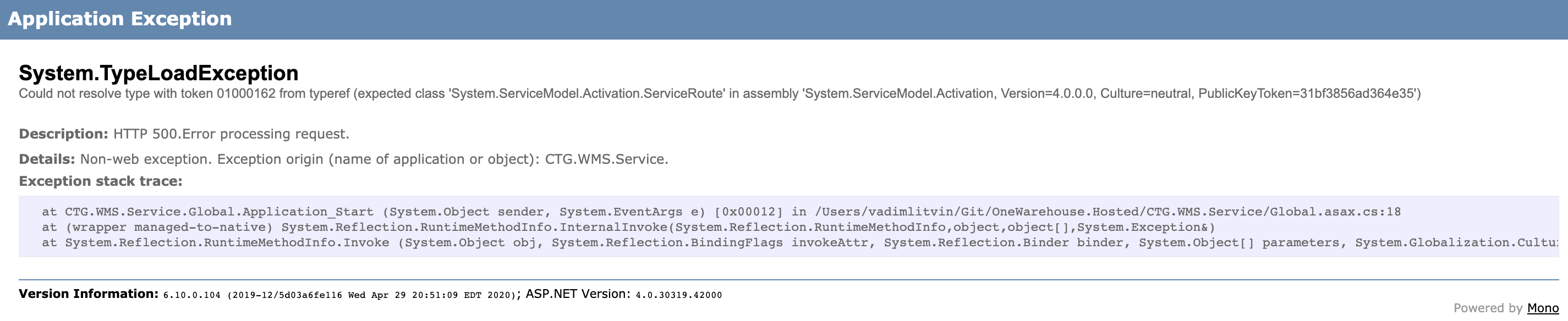 Could Not Resolve Type With Token 01000162 From Typeref Expected Class Systemservicemodel