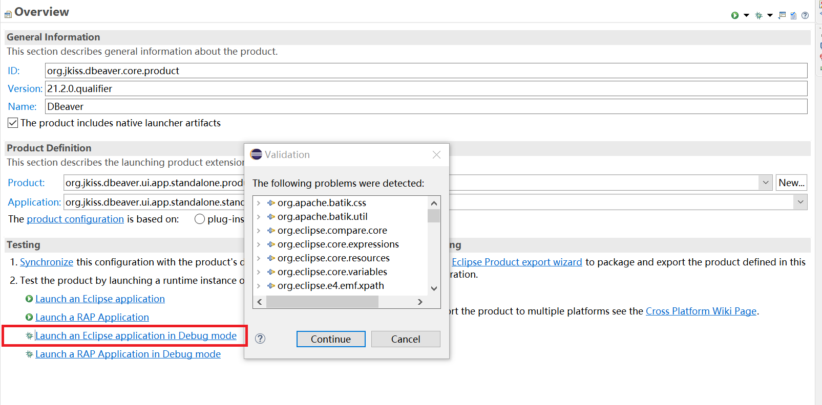 Caused by: java.lang.ClassNotFoundException: org.jkiss.dbeaver.ui.app.standalone ...