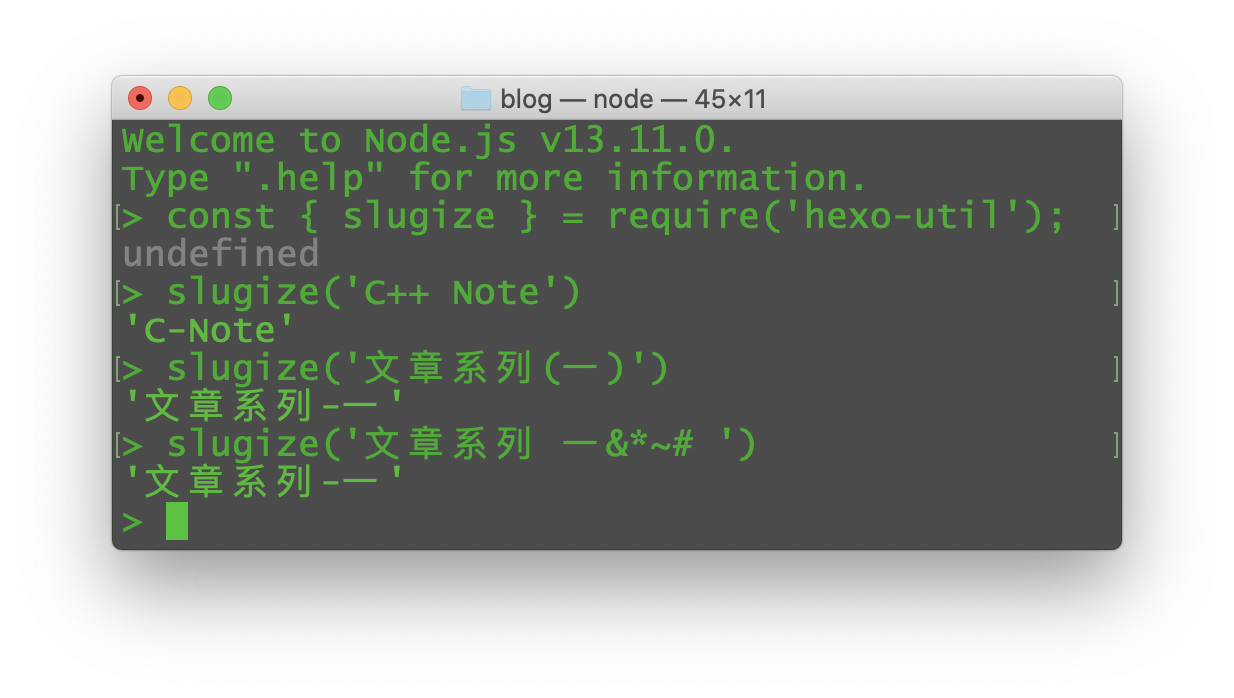 hexo new title 命令创建文章时候，title包含()、空格、~、等特殊字符时候会替换成 “-” 符号 · Issue #4104 · hexojs/hexo · GitHub
