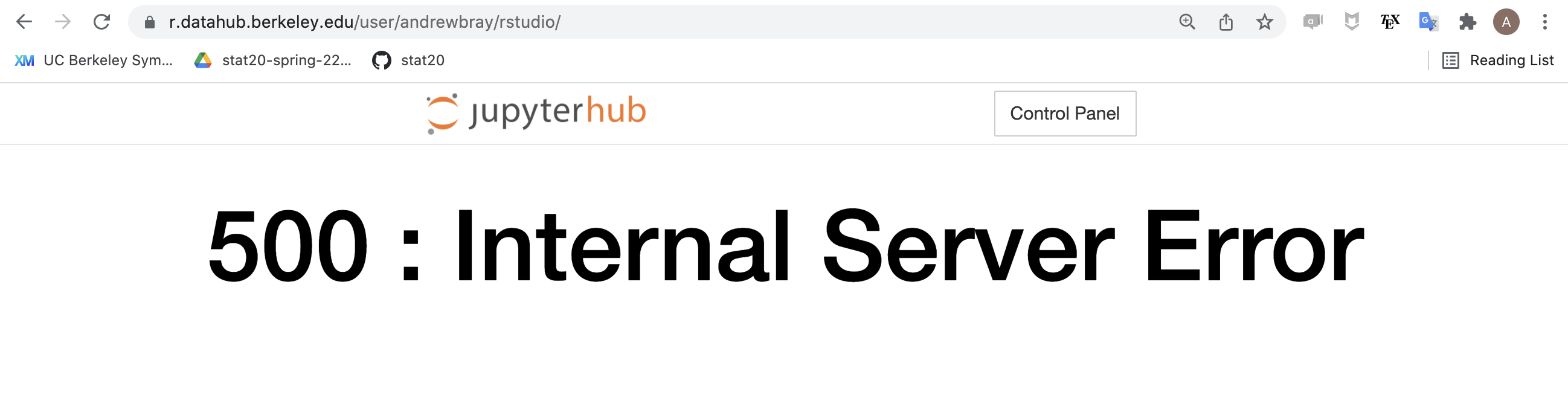 R Datahub 505 Internal Service Error · Issue #3166 · berkeley-dsep-infra/datahub · GitHub