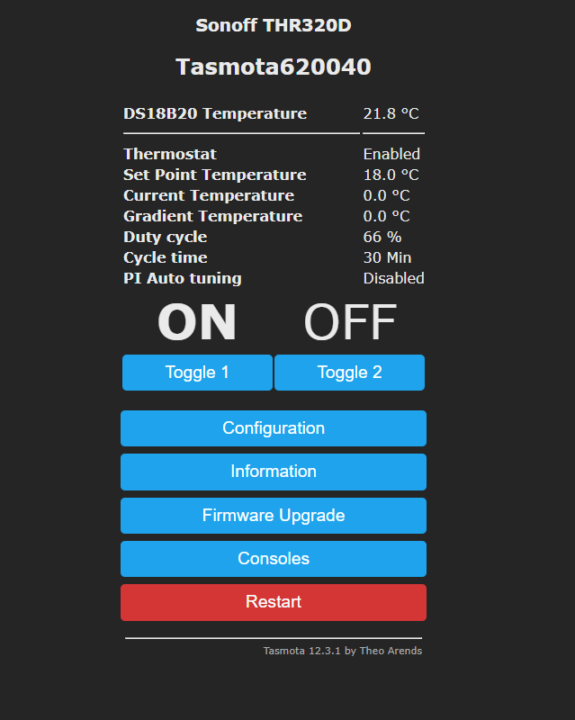 Sonoff TH Elite THR320D and DS18B20 unable to set · arendst Tasmota · Discussion #17680 · GitHub