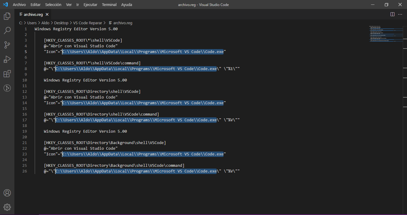 GitHub - ValerioGomez/Reparar-VS-Code-Menu-Opciones-Windows: Agregar a ...