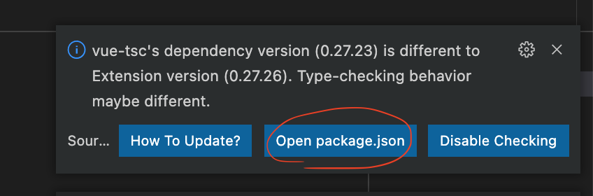 Vue Tscs Dependency Version 0277 Is Different To Extension Version 02727 Type Checking