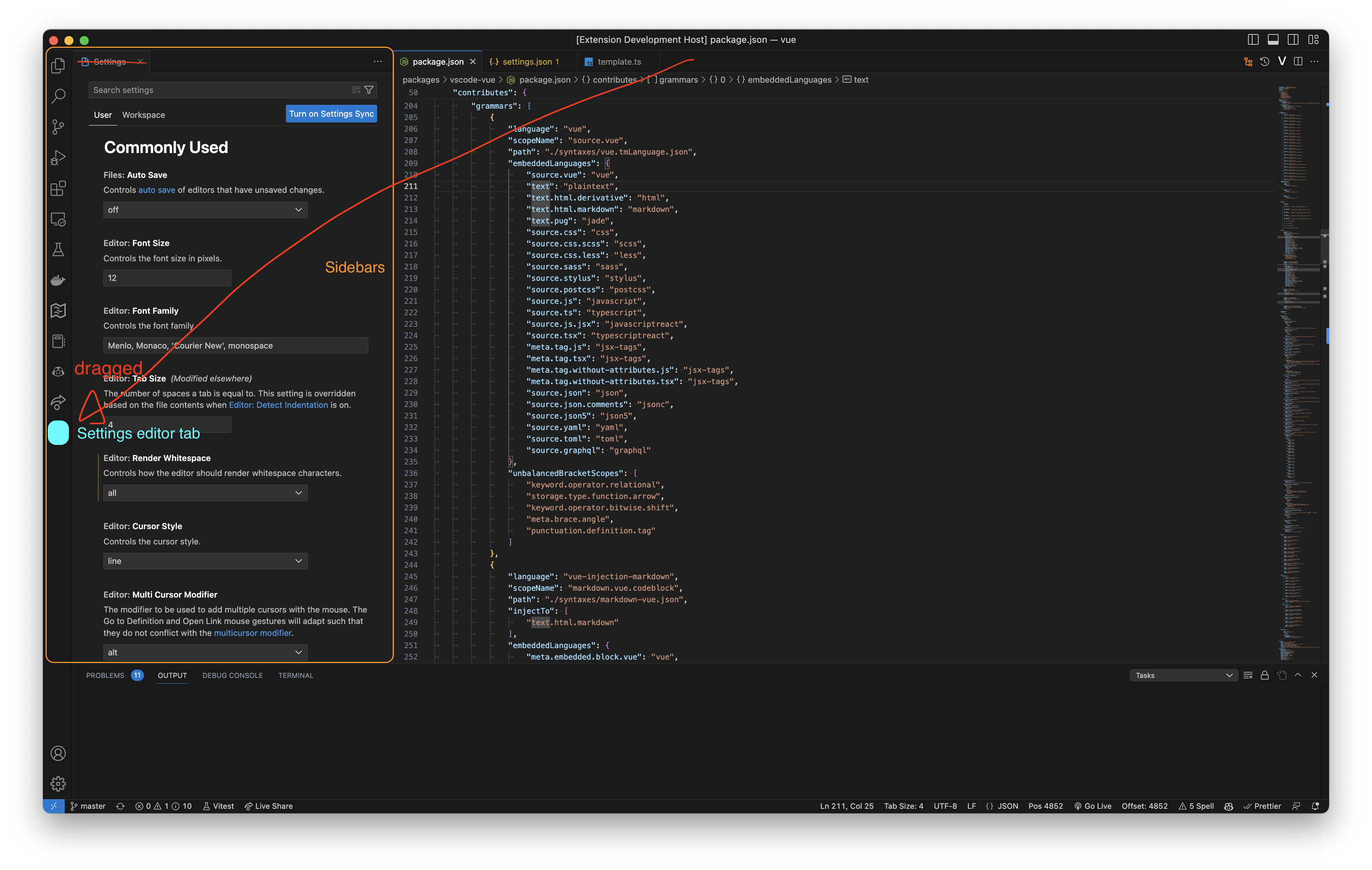 Displaying the Settings Panel in the Sidebars · Issue #176378 ...