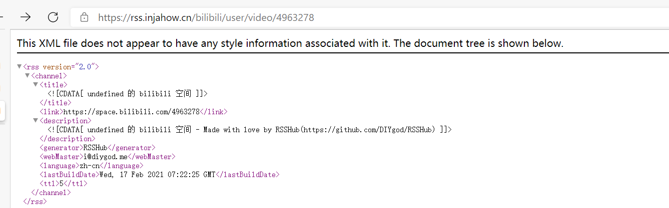 bilibili UP主投稿 Rss 抓取显示空白 · Issue #6943 · DIYgod/RSSHub · GitHub