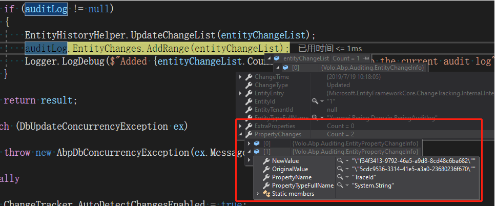[BUG]may be a bug,the table abpentitychanges‘s ExtraProperties column allways empty · Issue ...