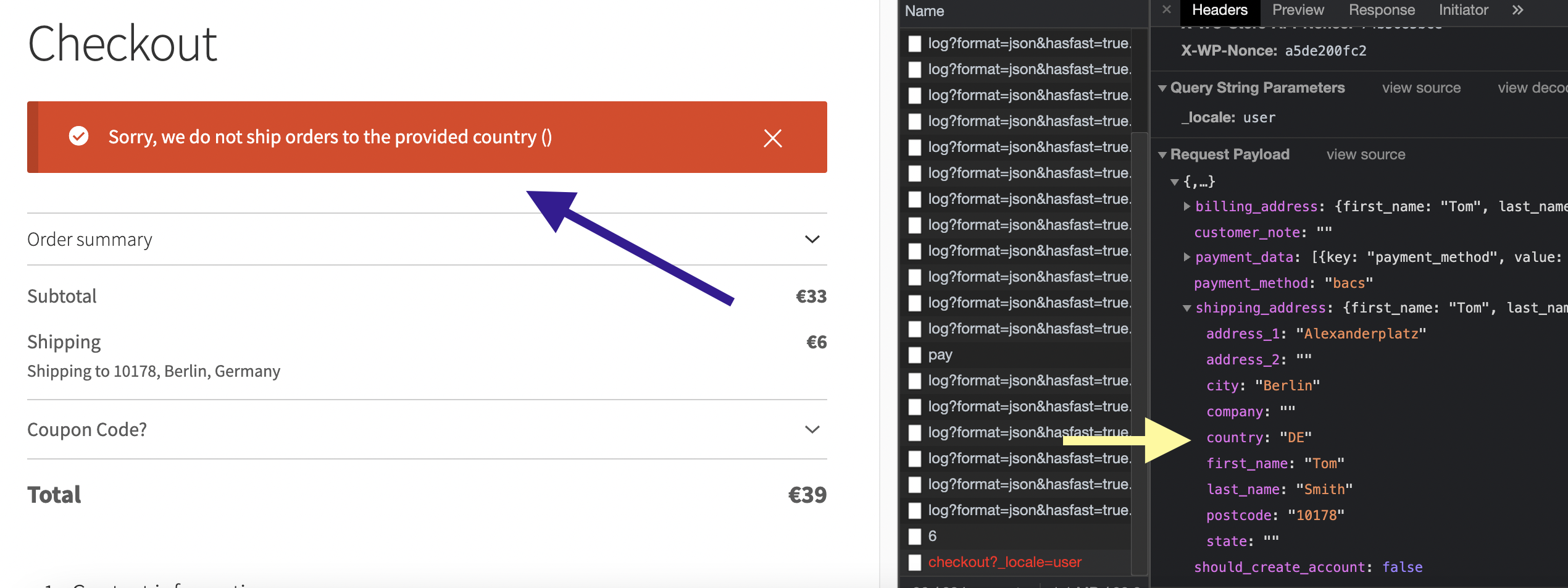 Address Data Not Sent To Api On Checkout Block After Using Shortcode Carts Address Shipping