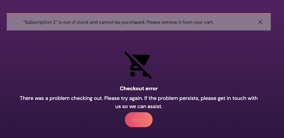 Introduce an error-code based control mechanism for preventing access to the checkout block ...