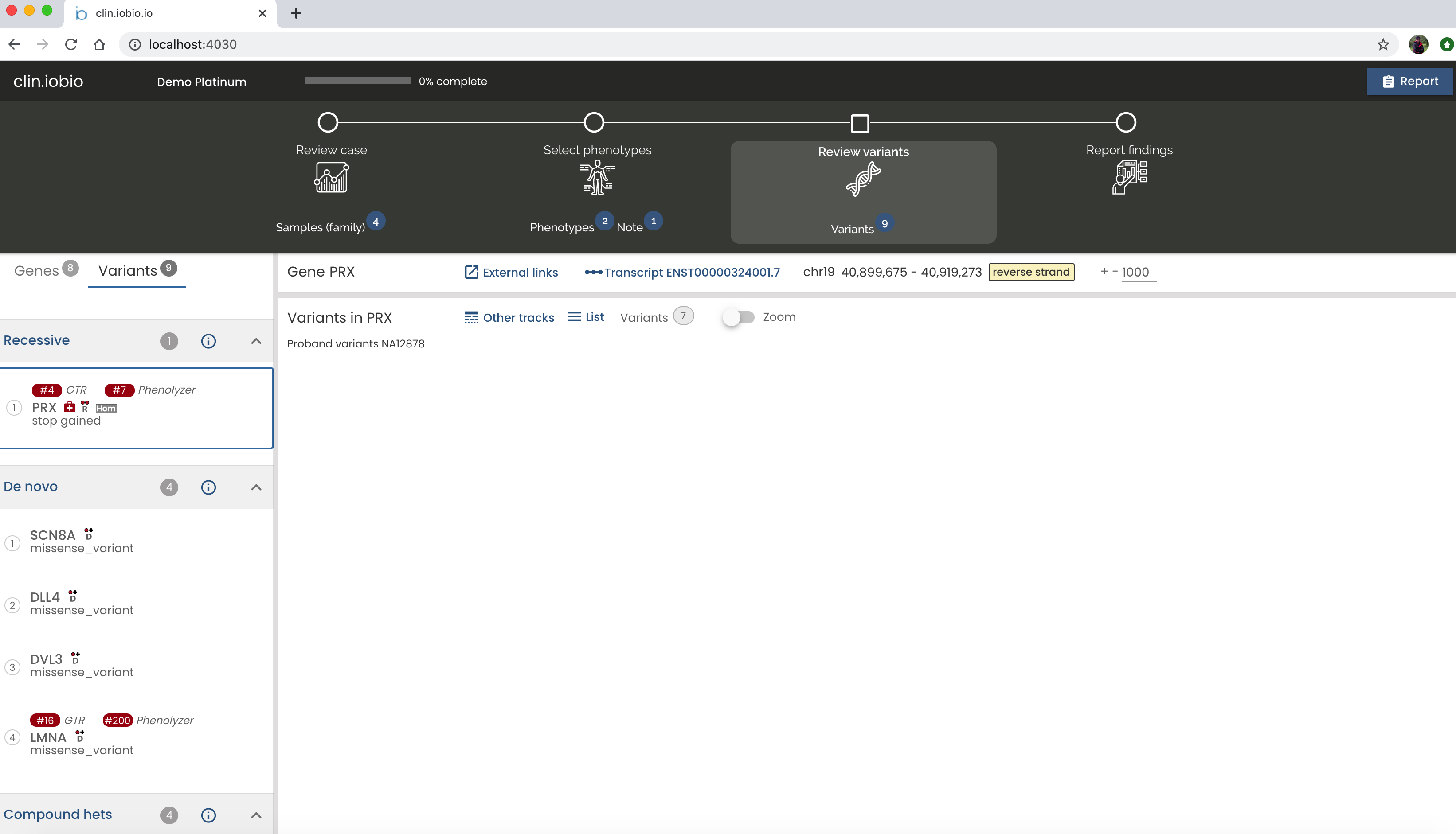 Variant information is not shown and Gene association doesn't update in clin.iobio unless ...