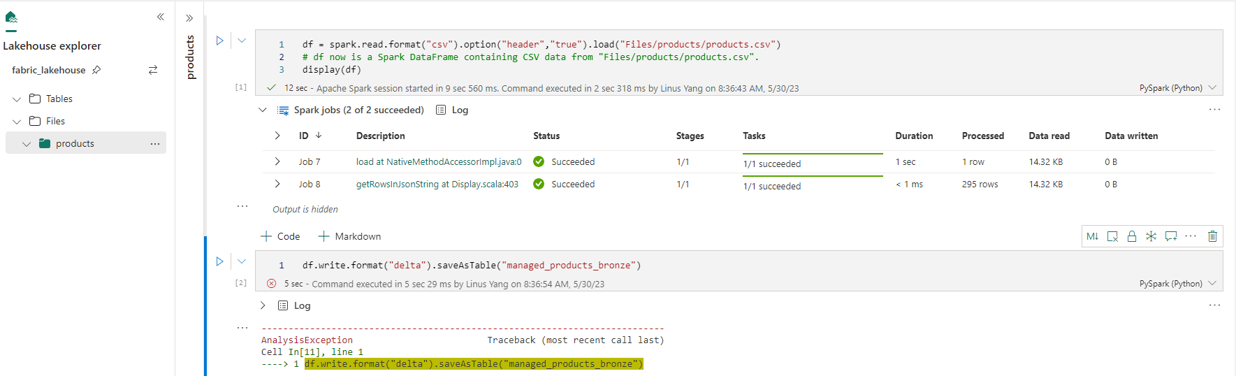 Create database for fabric_lakehouse is not permitted using Apache Spark in Microsoft Fabric ...