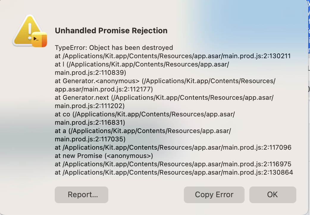 App crashes when the main window is destroyed by macOS · Issue #1133 · johnlindquist/kit · GitHub